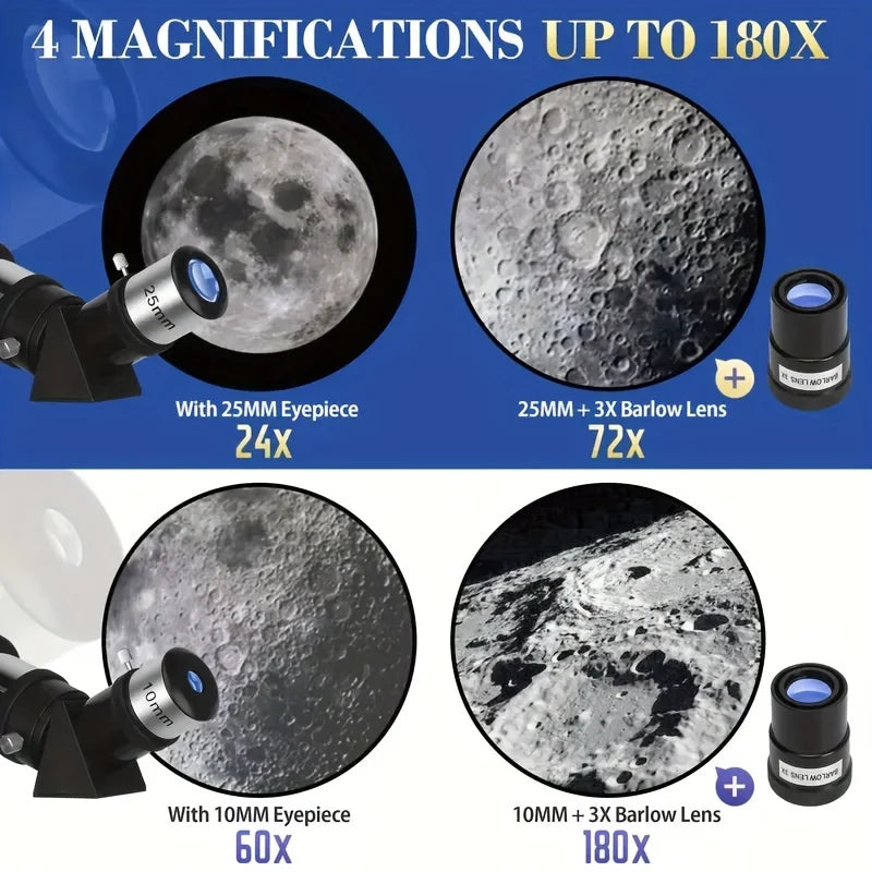 BORWOLF 80600 Professional Astronomical Telescope 180X Monocular 80MM ...
